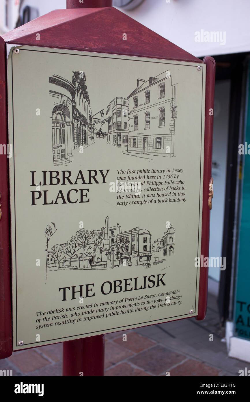 information sign for Library Place and the Obelisk St Helier Jersey The ...