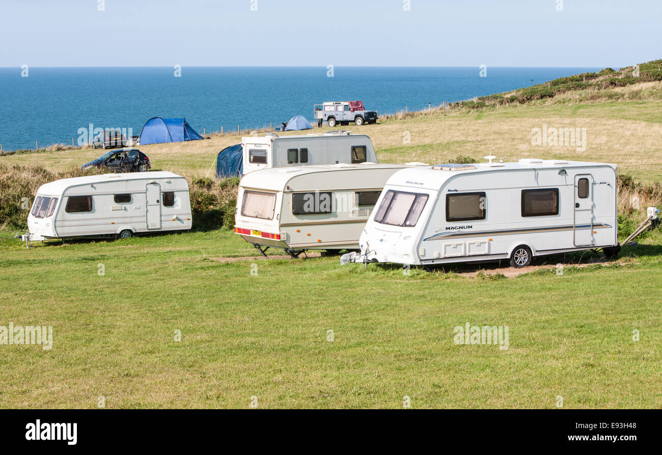 West wales mwnt is triangular hill mound glamping hi-res stock ...
