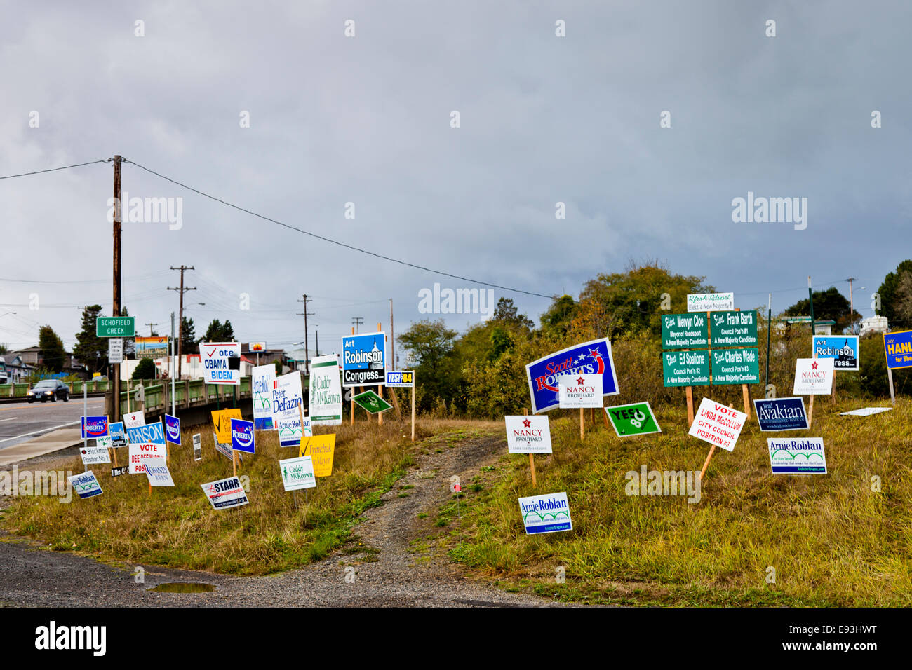 Election placards on a hillock Stock Photo - Alamy