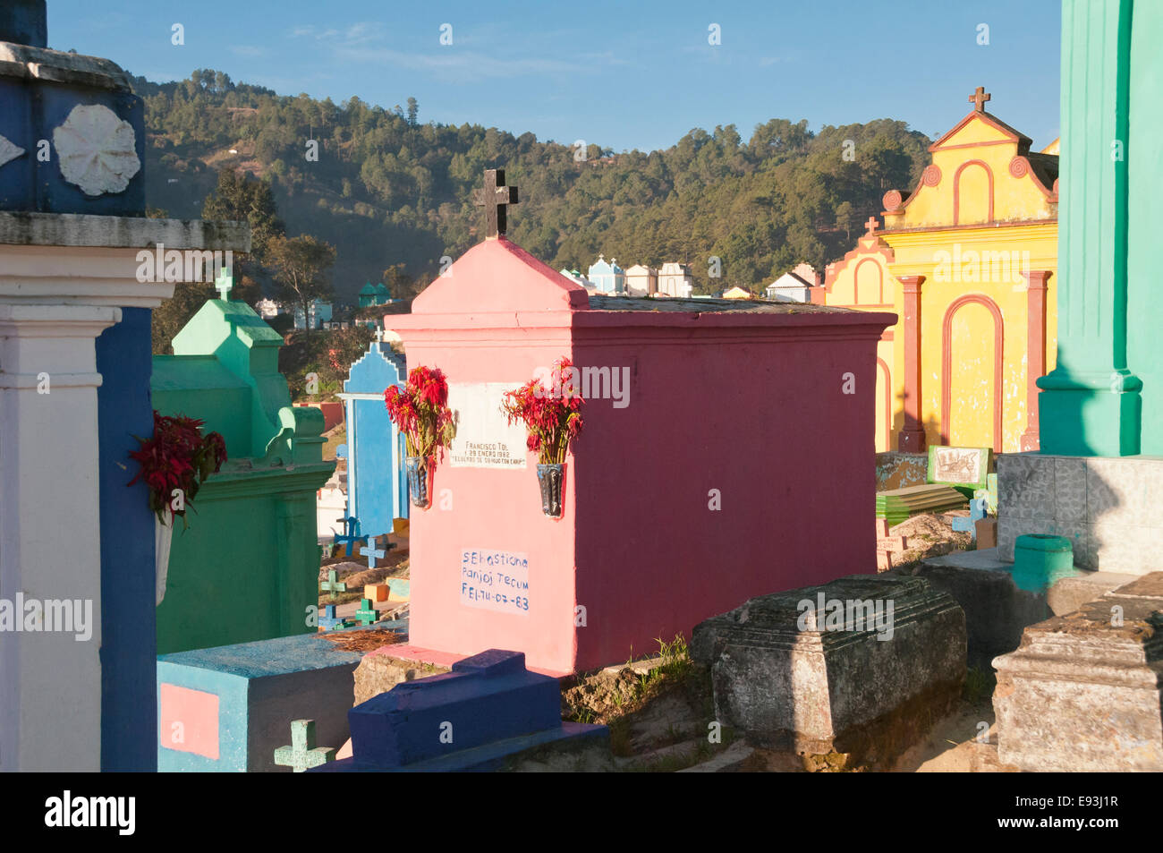 Colorful tombs, Chichi Cemetery, Chichicastenango, Quiche, Guatemala ...