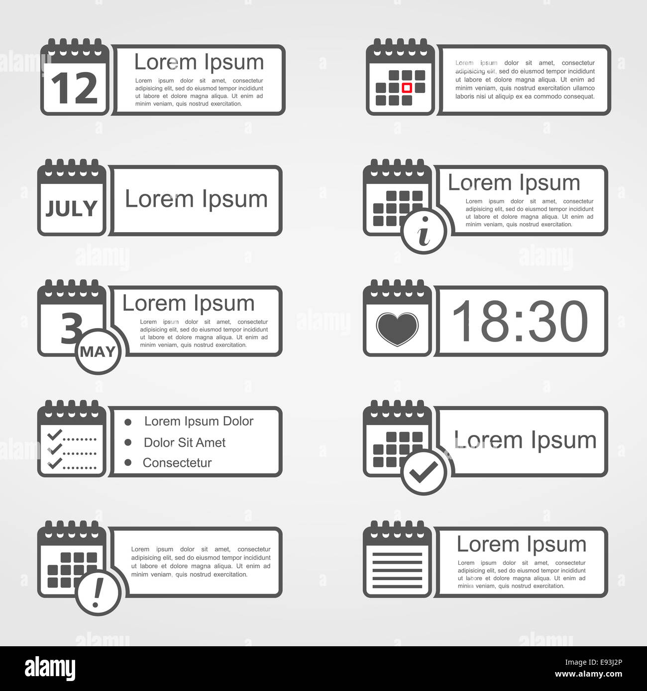 Calendar icons with place for your text Stock Photo - Alamy