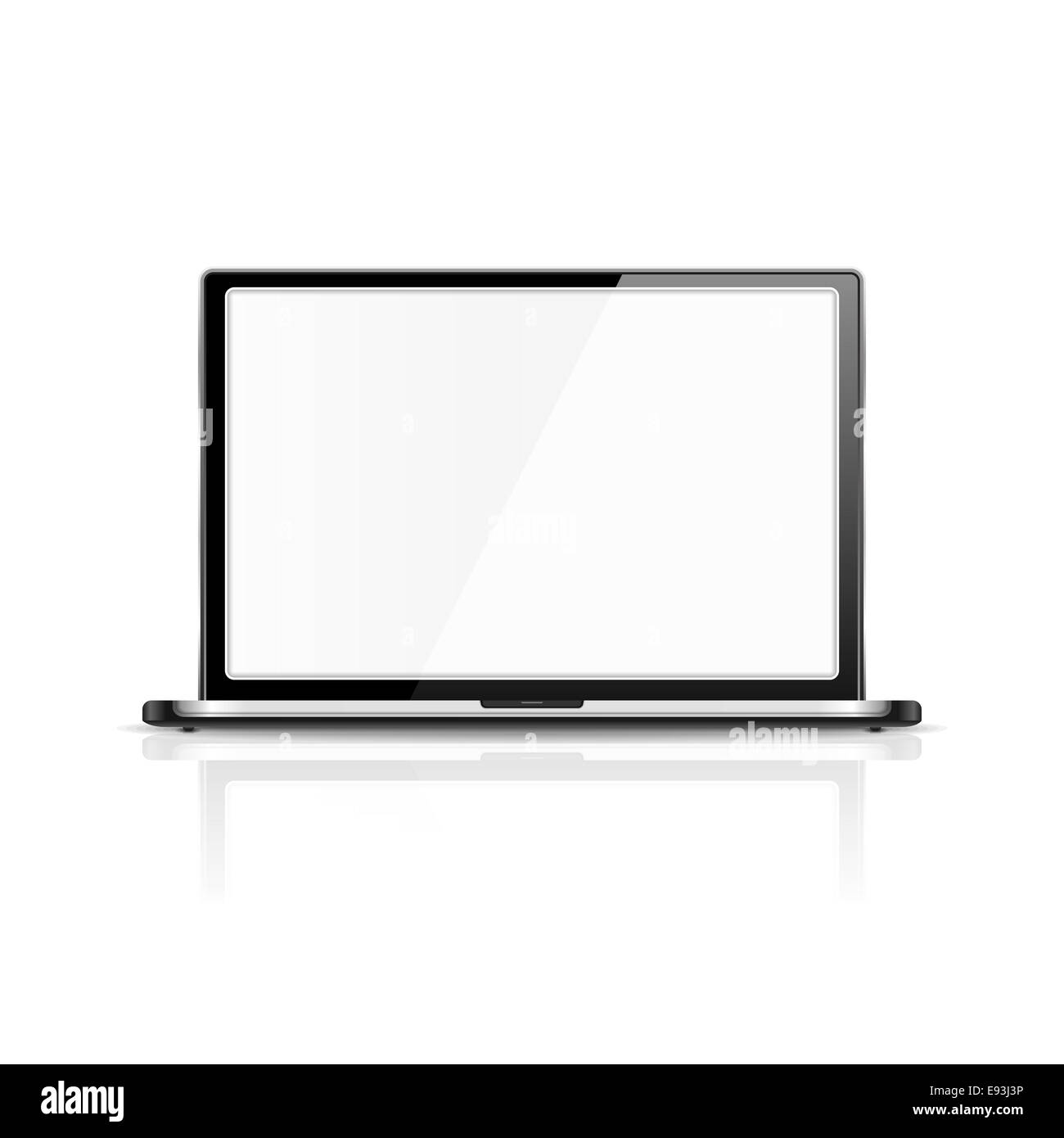 Laptop with reflection on white background Stock Photo - Alamy