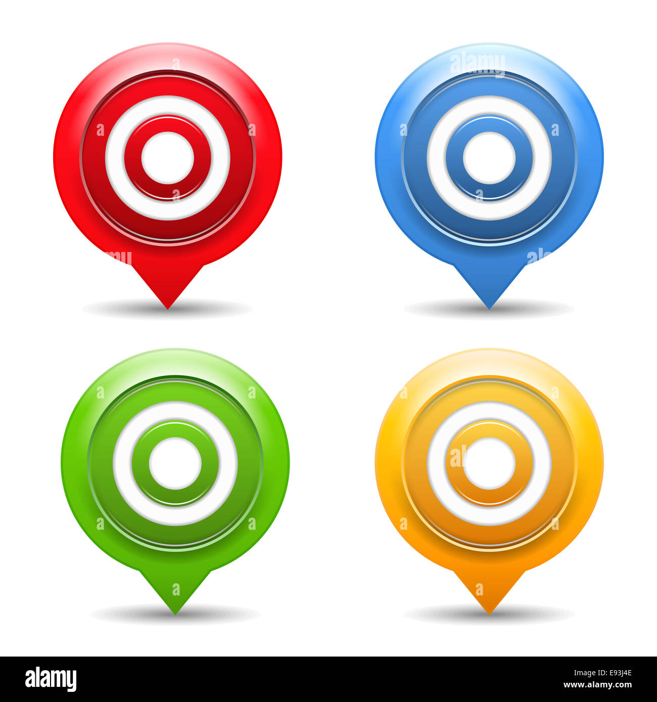 Set of four targets on white background Stock Photo - Alamy