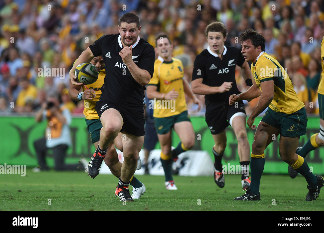 Suncorp Stadium, Brisbane, Australia. 18th Oct, 2014. Dane Coles scores ...
