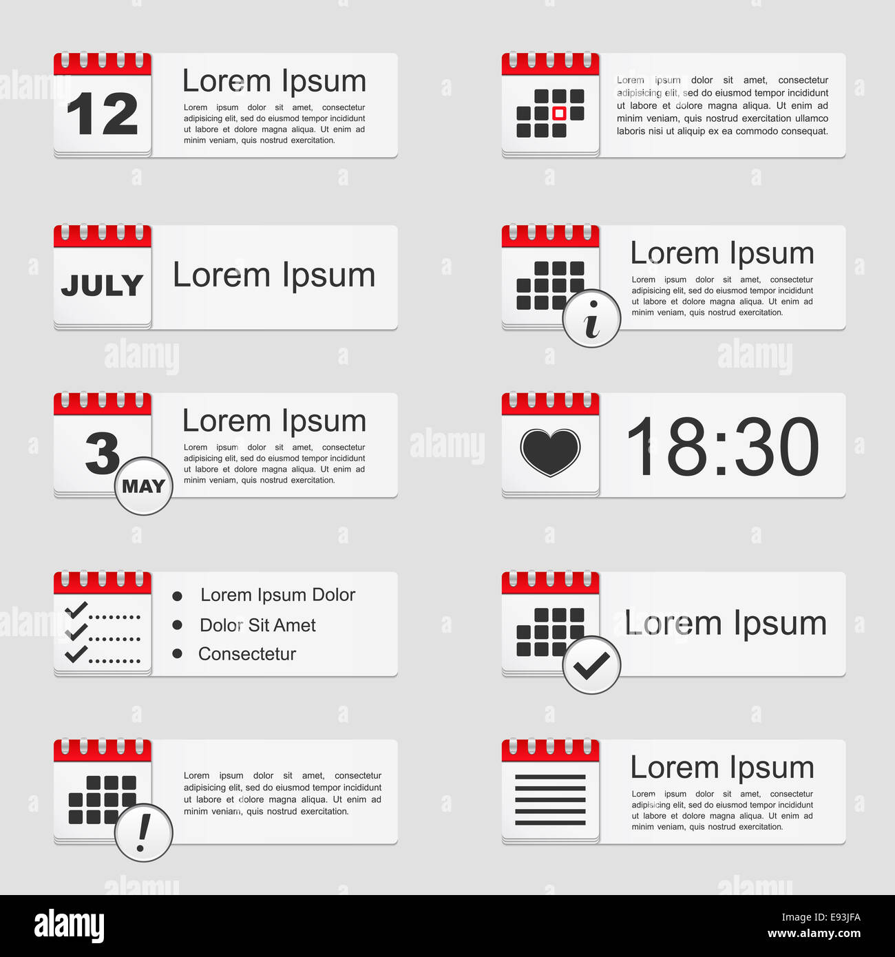 Calendar icons with place for your text Stock Photo - Alamy