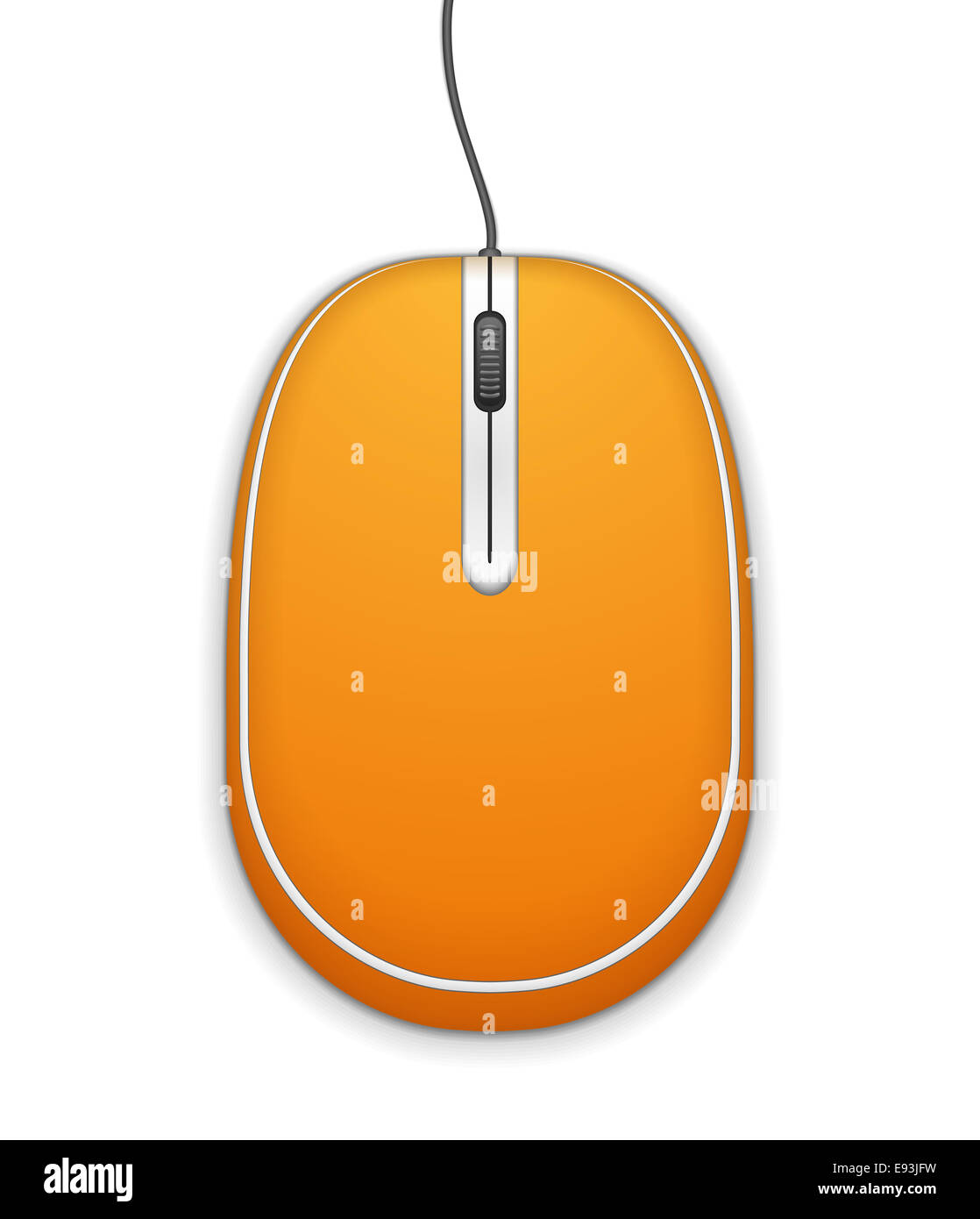 Orange computer mouse on white background, top view Stock Photo - Alamy