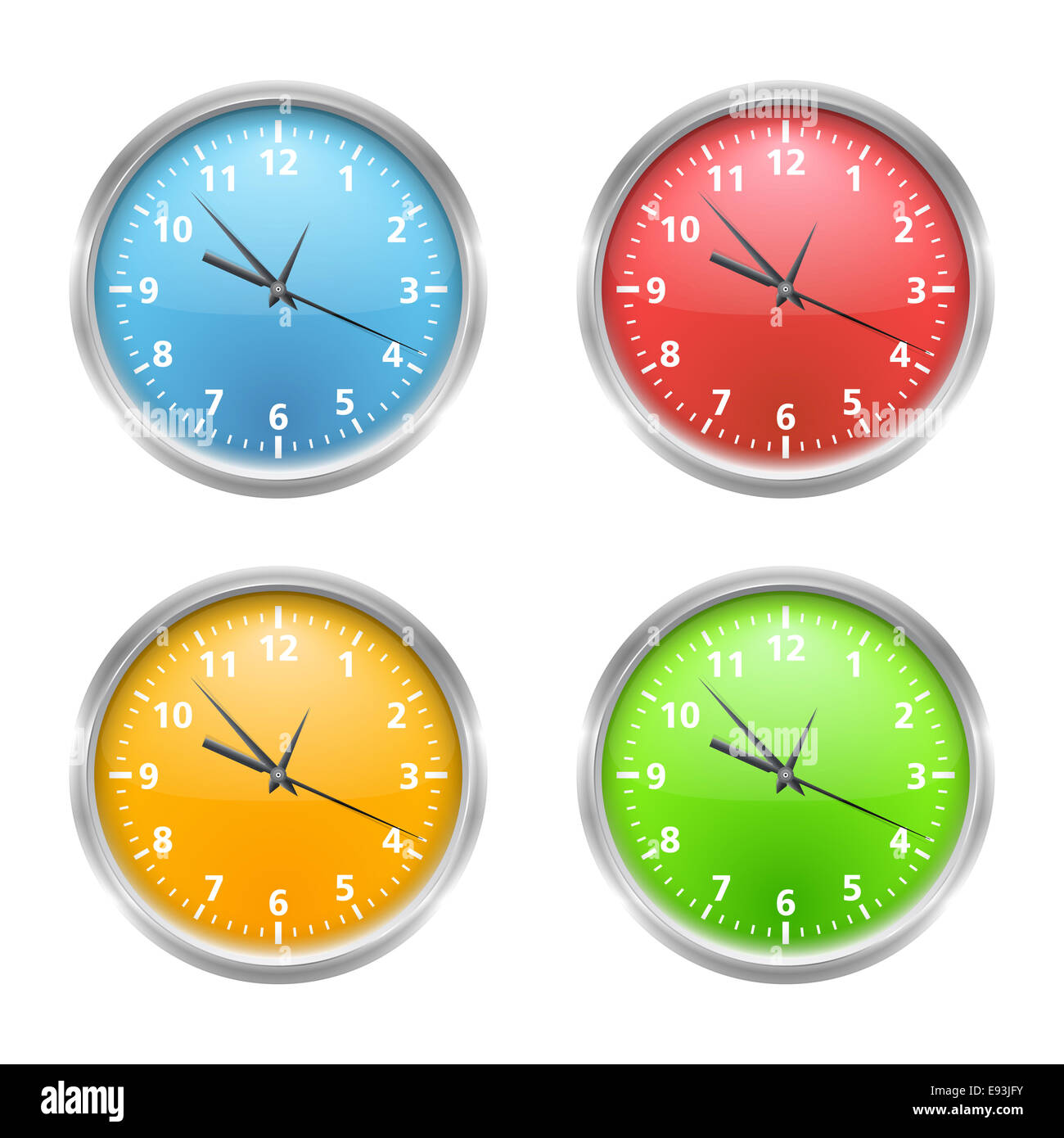 Four colored clocks Stock Photo - Alamy