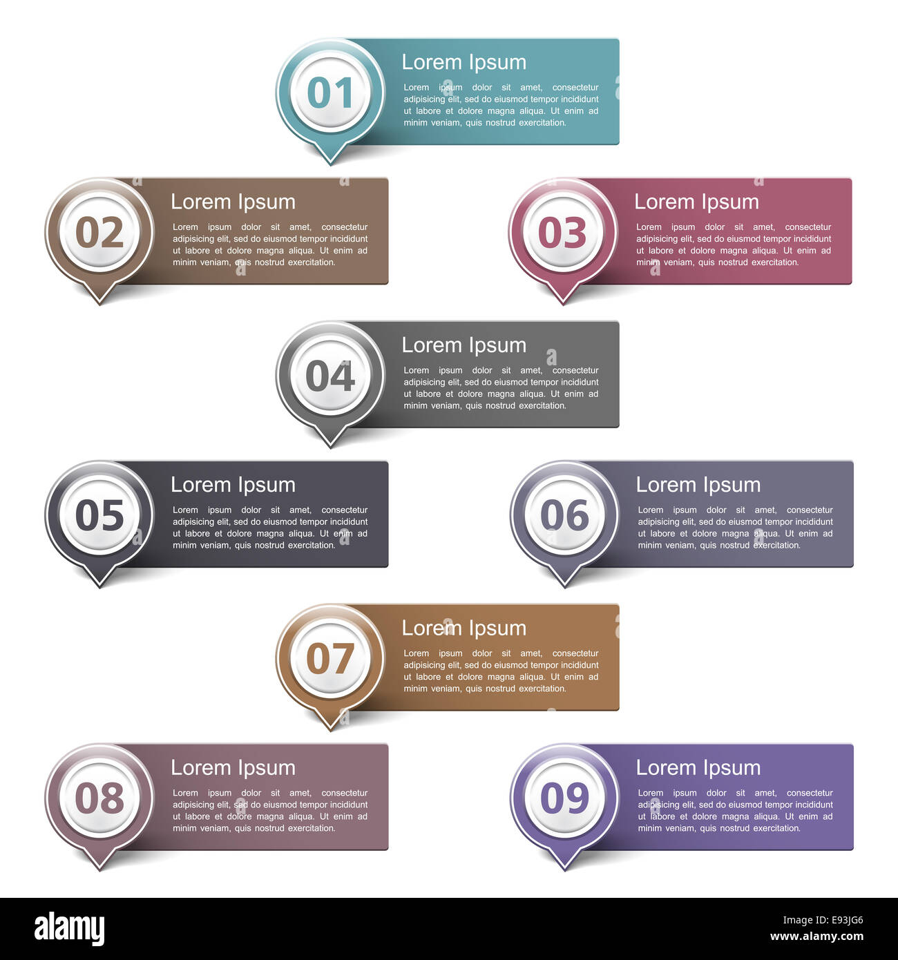 Set of map markers with numbers and place for your text, vector eps10 ...
