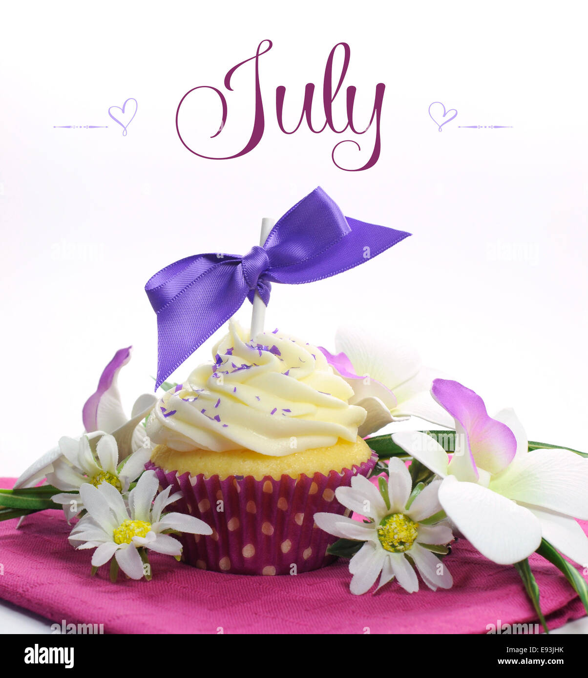 Beautiful purple and pink Summer theme cupcake with seasonal flowers ...