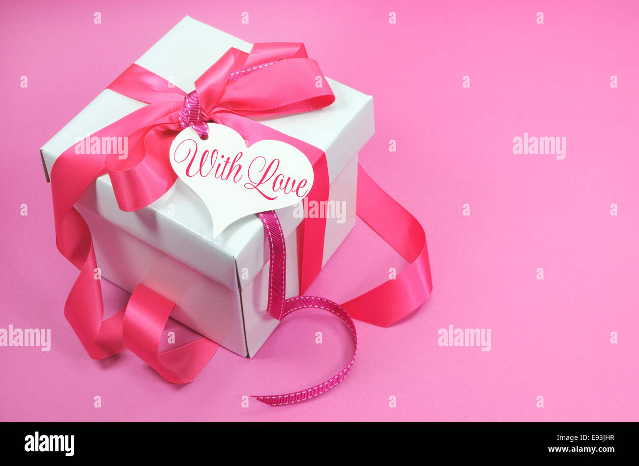 Beautiful pink and white gift box present Stock Photo - Alamy