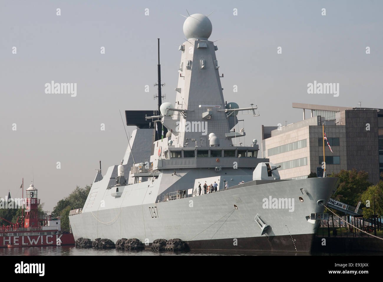 HMS Duncan D-37 Type 45 Destroyer berthed in Cardiff Docks during the ...