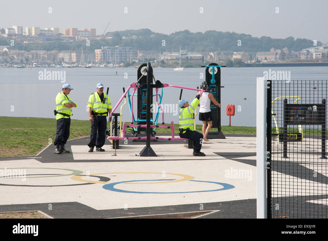NATO Police at full stretch in Cardiff Bay during the 2014 NATO summit ...