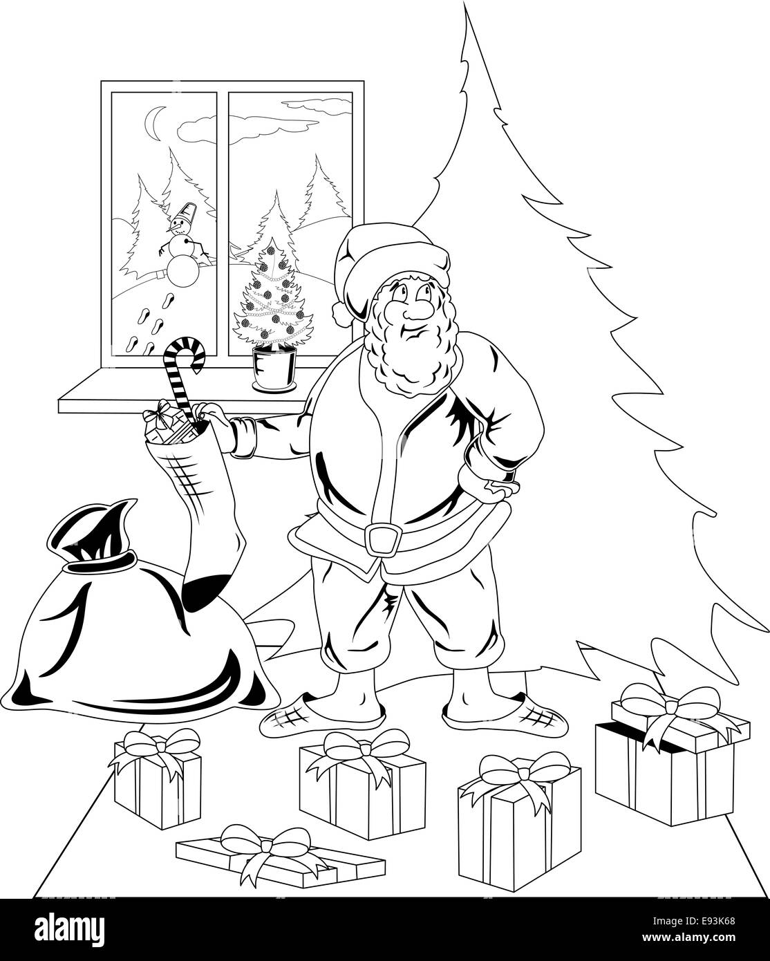 Old santa drawing Black and White Stock Photos & Images - Alamy