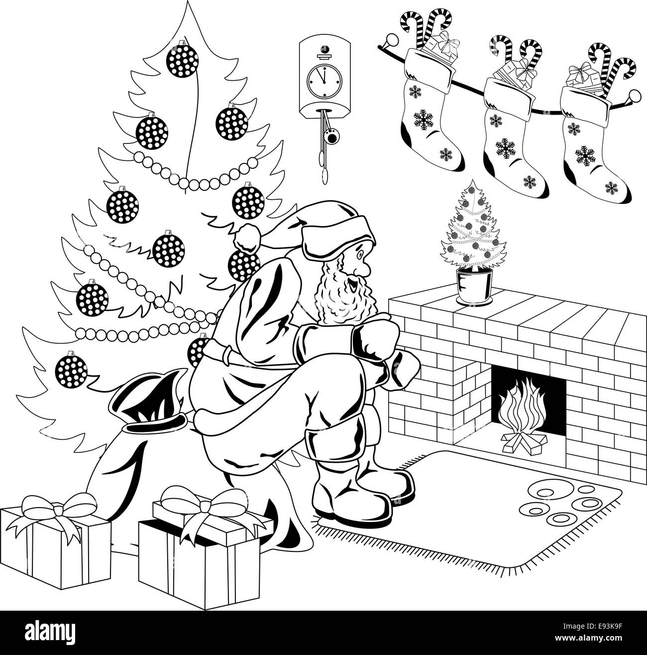 Santa Claus sits by the fire Stock Photo - Alamy