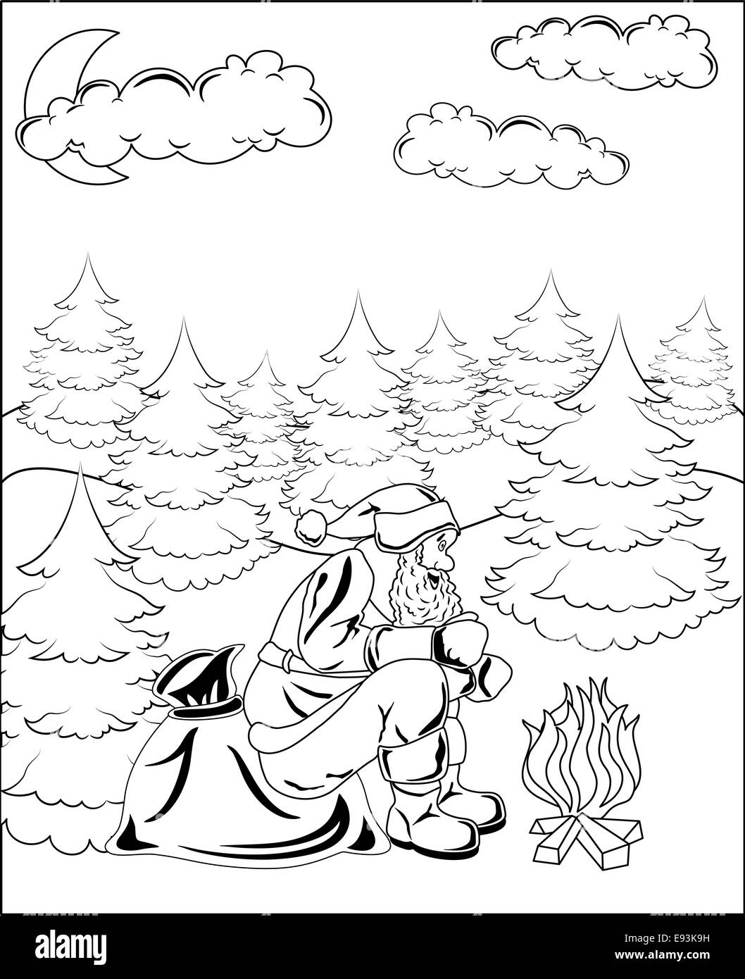 Santa Claus sits by the fire Stock Photo - Alamy