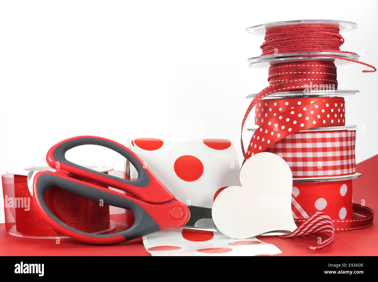 Red and white theme gift wrapping Stock Photo - Alamy