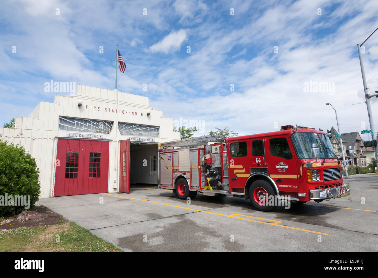 Fire engine parked in front of Fire Station Number 6 - Central District ...