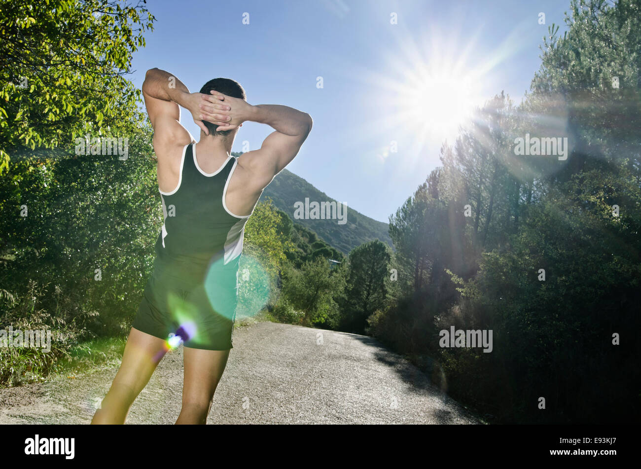 Runner arms up man hi-res stock photography and images - Alamy