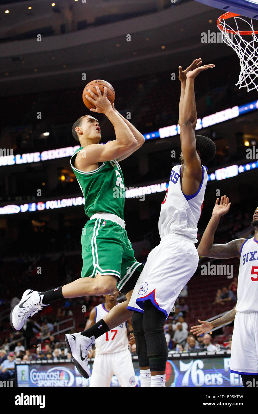 October 16, 2014: Boston Celtics forward Dwight Powell (12) goes up for ...