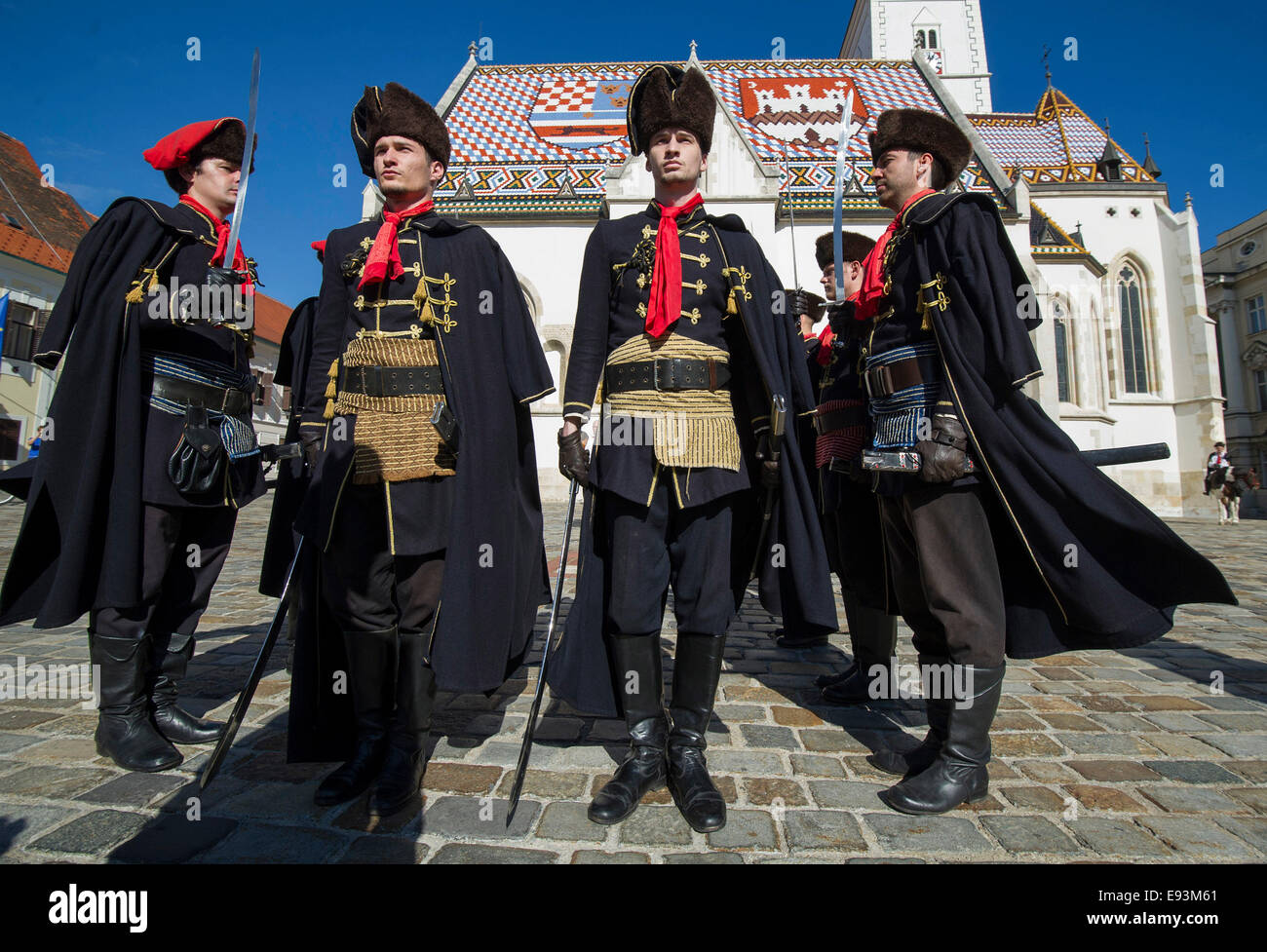 Zagreb, Croatia. 18th Oct, 2014. Soldiers of the Guard of Honour of the ...