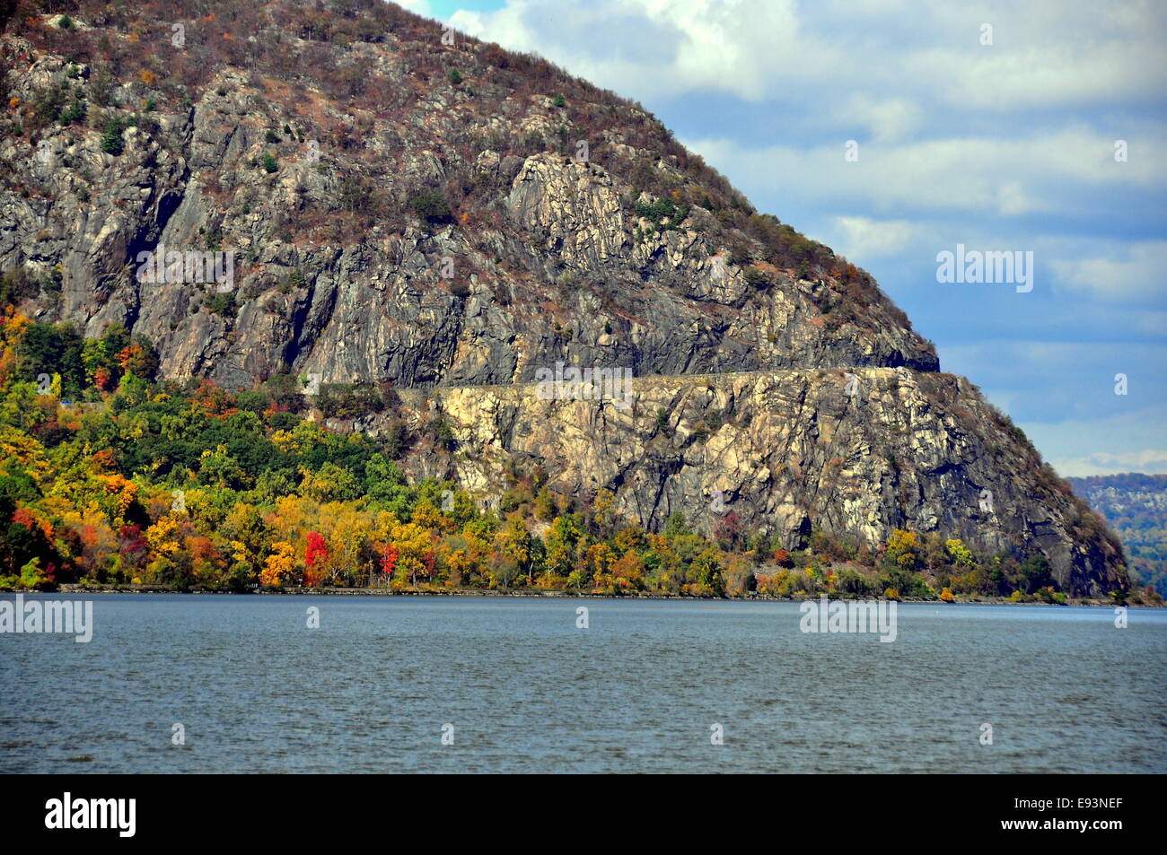 Cold Spring, NY: A massive rock cliff rises up from the Hudson River ...