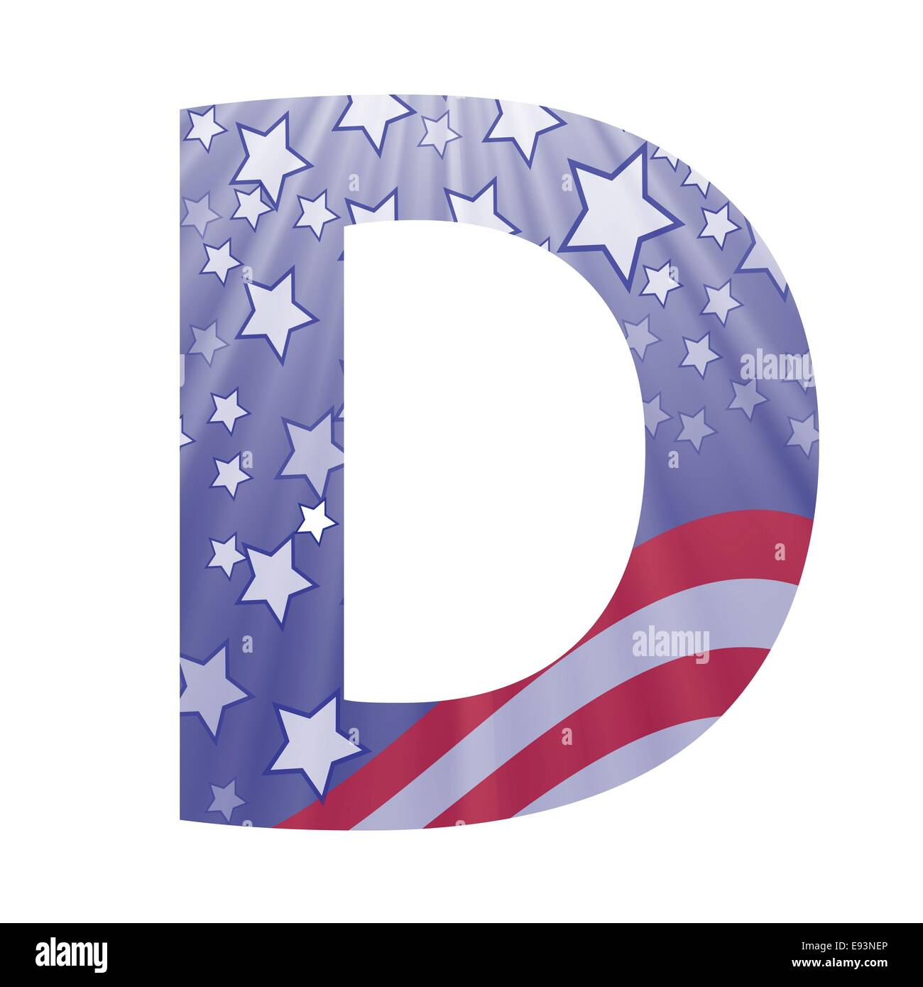 colorful illustration with american flag letter D on a white background ...