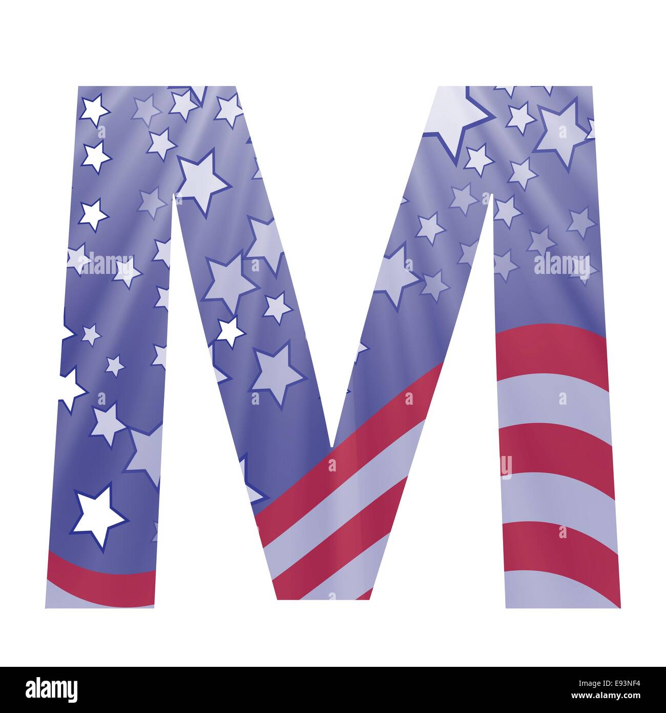 colorful illustration with american flag letter M on a white background ...
