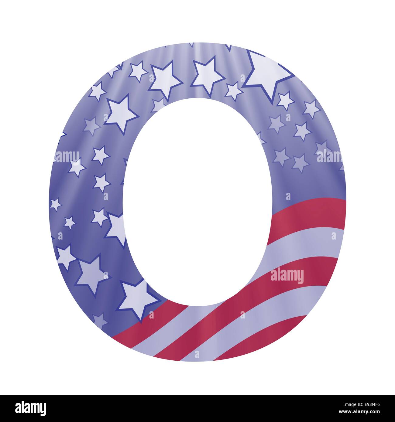 colorful illustration with american flag letter O on a white background ...