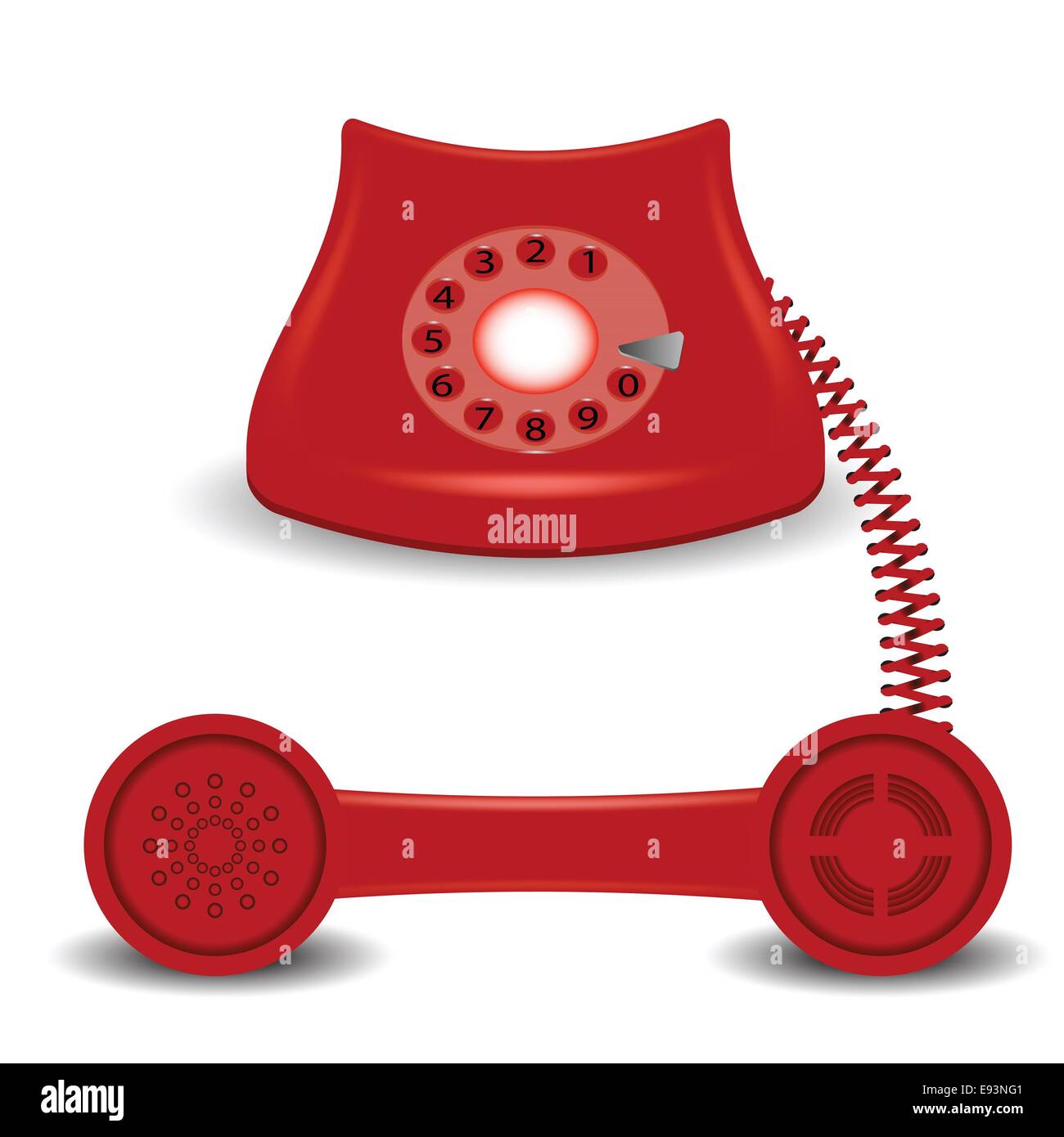 colorful illustration with old red phone on a white background Stock ...