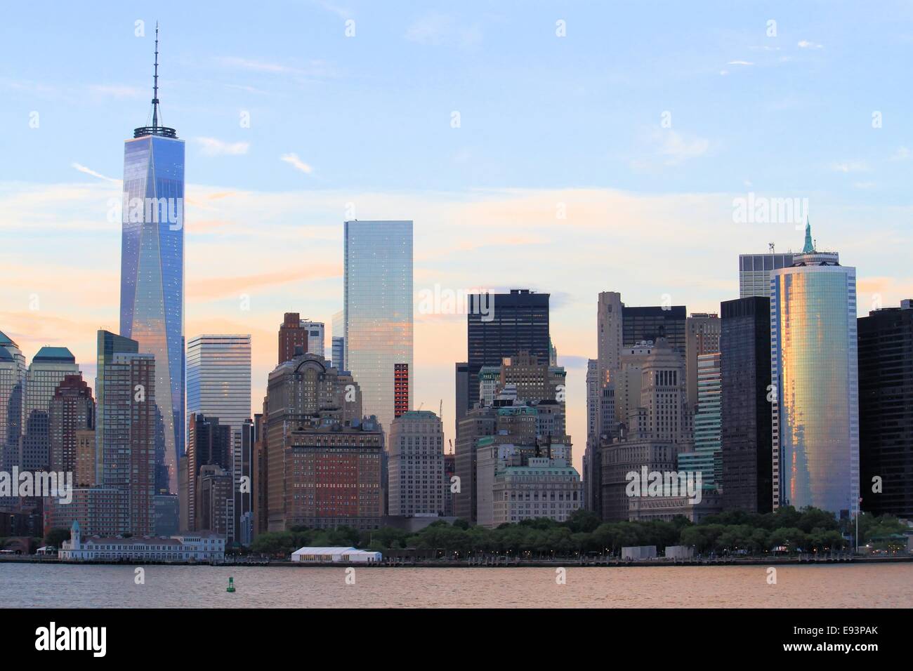 Lower Manhattan skyline at sunset, New York City, USA Stock Photo - Alamy