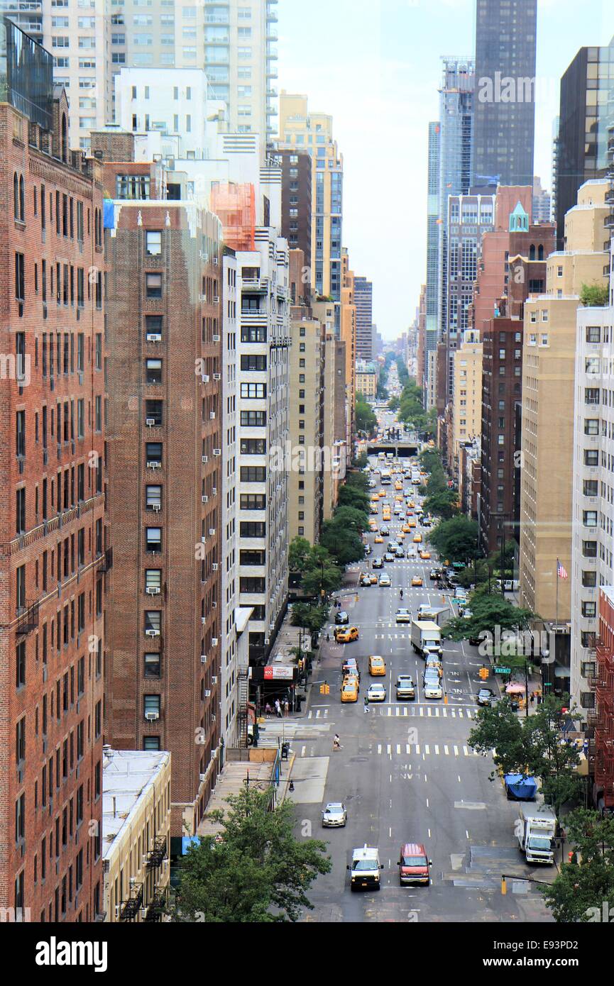 Aerial view of traffic on 1st avenue, New York City, USA Stock Photo ...