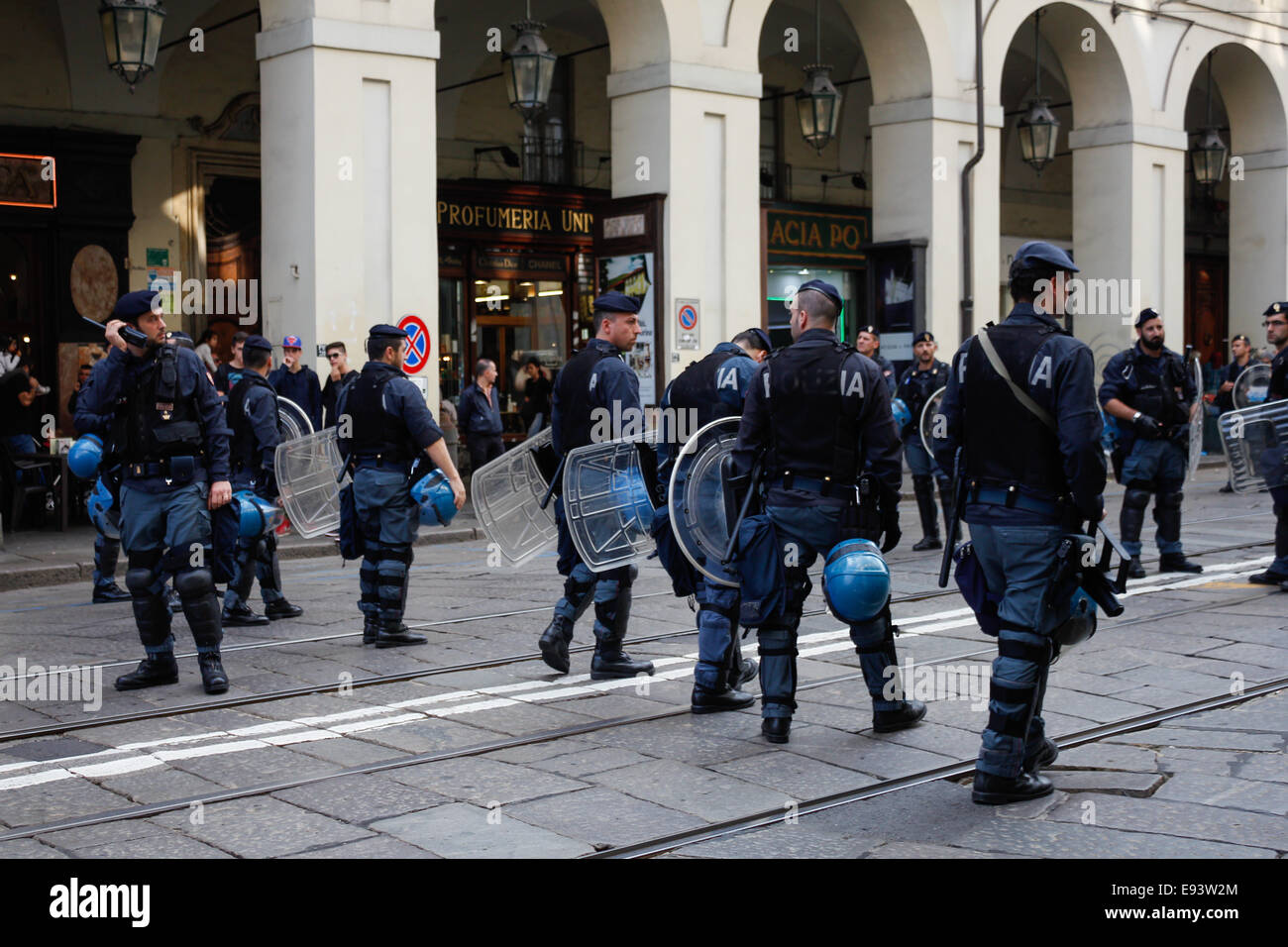 Turin, Italy. 18th Oct, 2014. About 300 protesters, comprised of ...