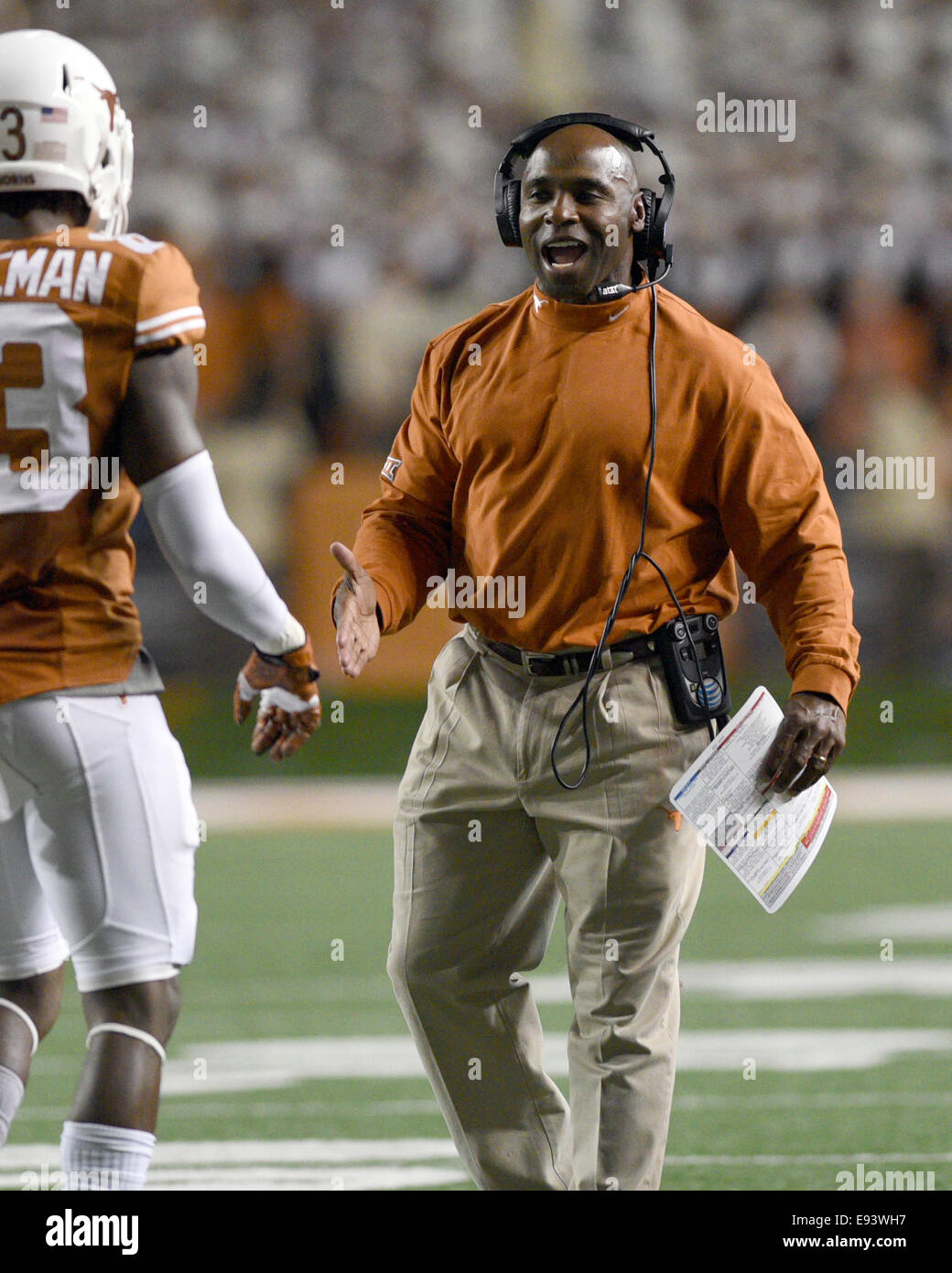 Austin, Texas, US. 18th Oct, 2014. Coach Charlie Strong of the Texas ...