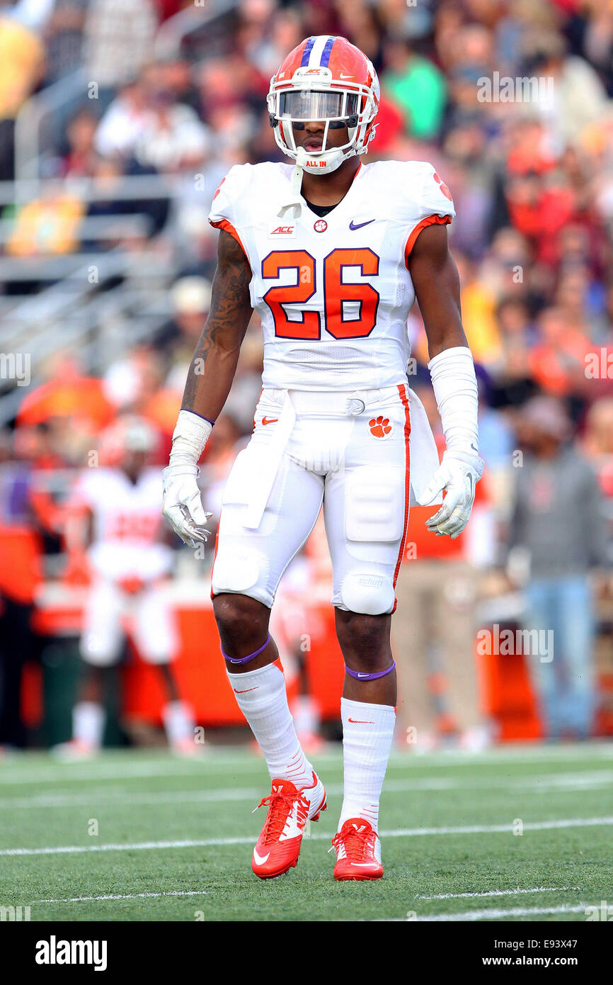 Massachusetts, US. 18th Oct, 2014. Clemson Tigers cornerback Garry ...