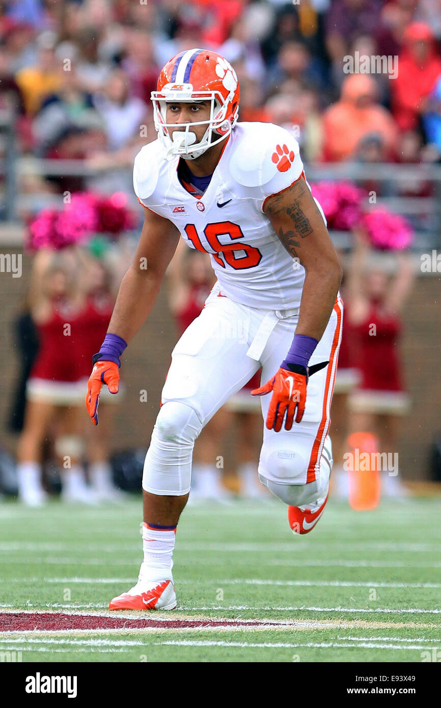 Massachusetts, US. 18th Oct, 2014. Clemson Tigers tight end Jordan ...
