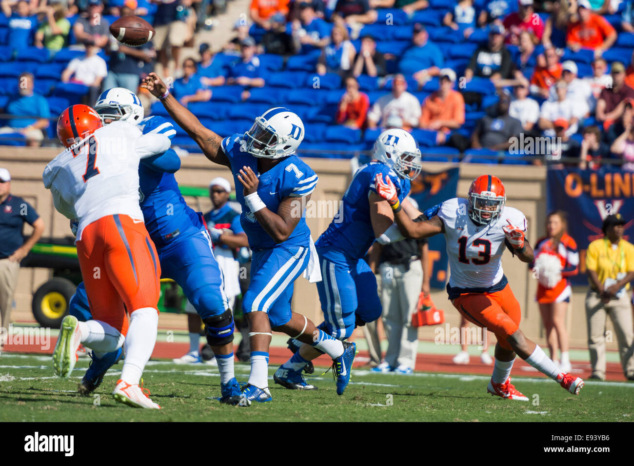 Durham, NC, USA. 18th Oct, 2014. Duke QB Anthony Boone #7 in action ...