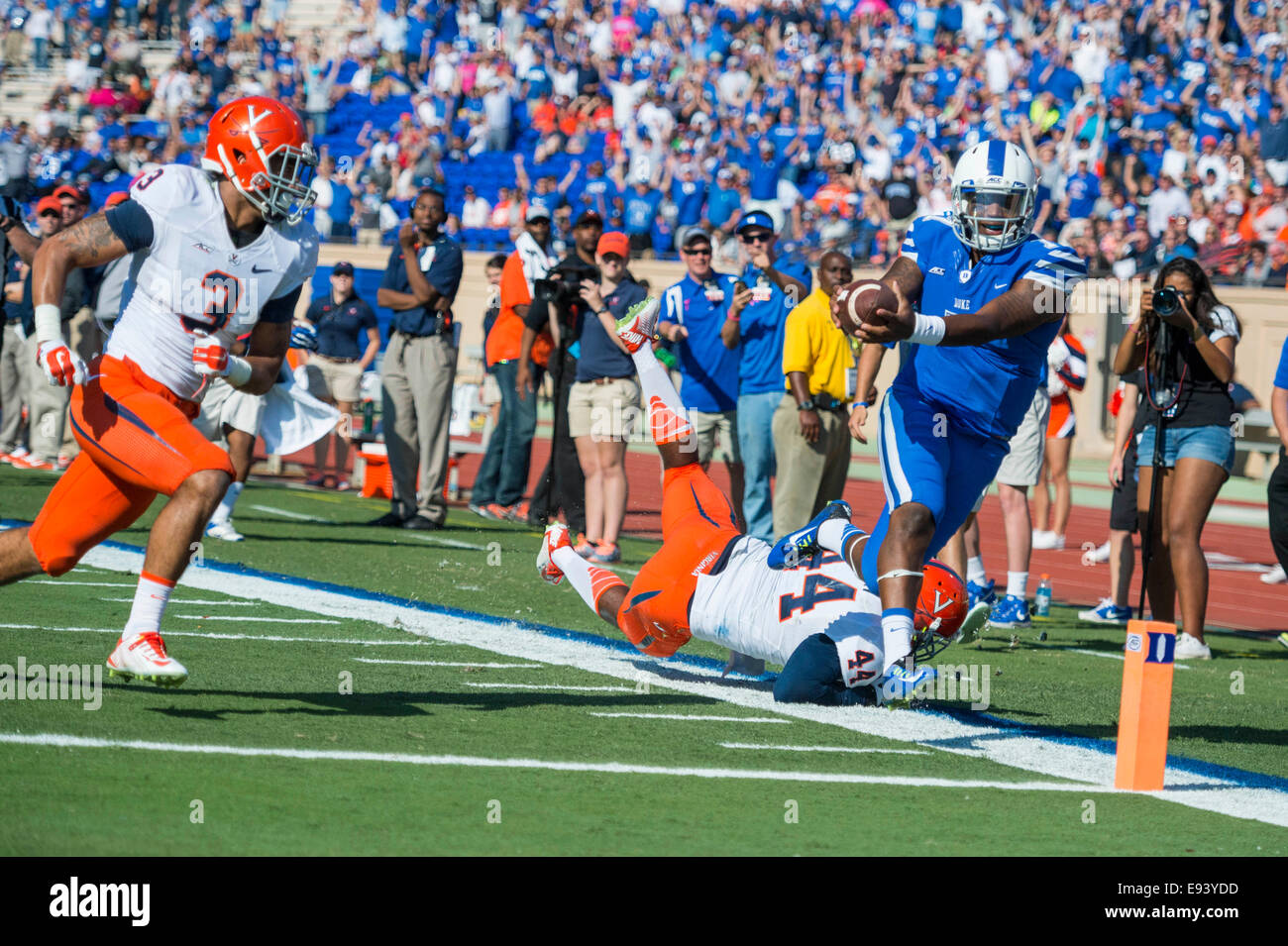 Durham, NC, USA. 18th Oct, 2014. Duke QB Anthony Boone #7 after a long ...