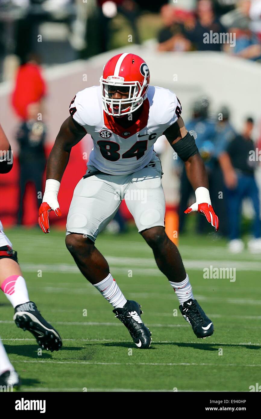 Little Rock, AR. 18th Oct, 2014. Bulldog line backer Leonard Floyd #84 ...