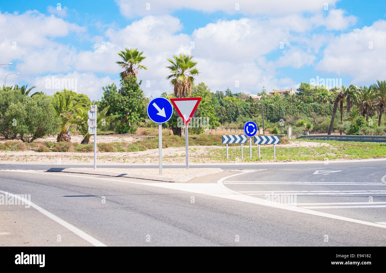 Road and roundabout on the the Balearic Islands Stock Photo - Alamy