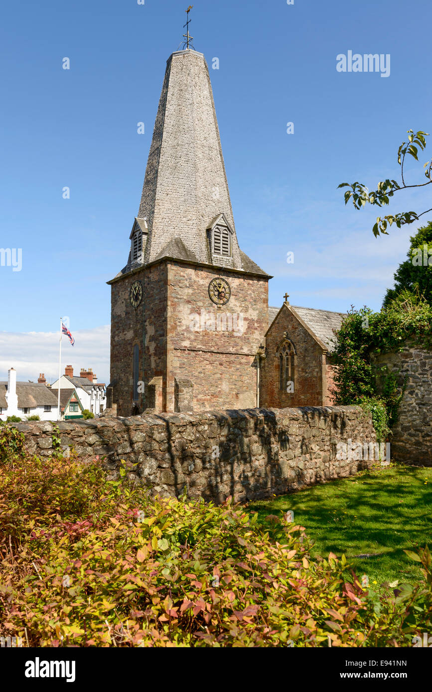 bell tower of Porlock church, Somerset, bell tower view of ancient ...