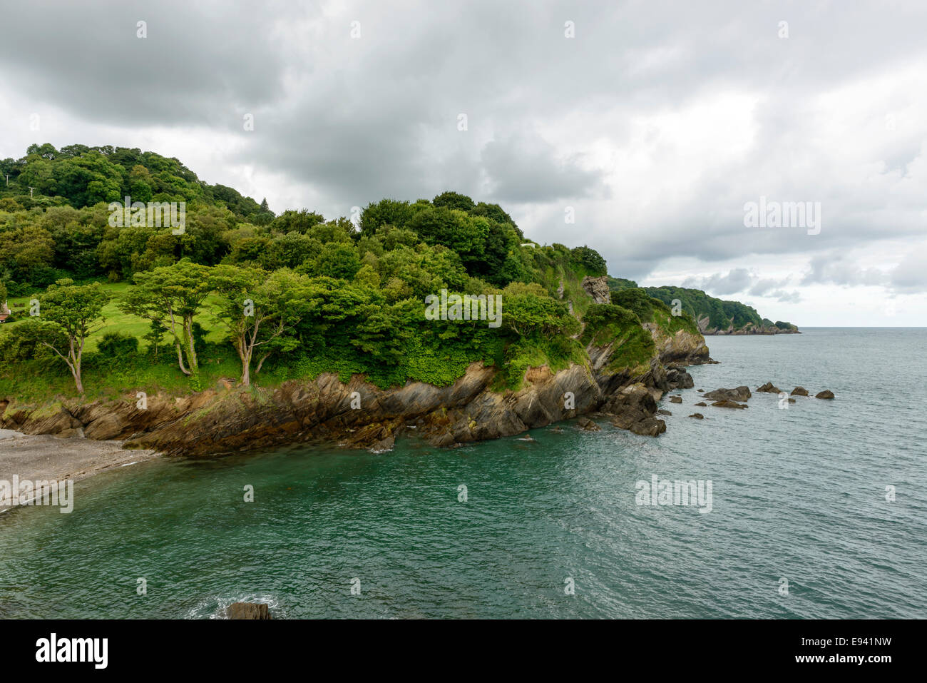 coast at Combe Martin, Devon, view of the coast in front of historic ...