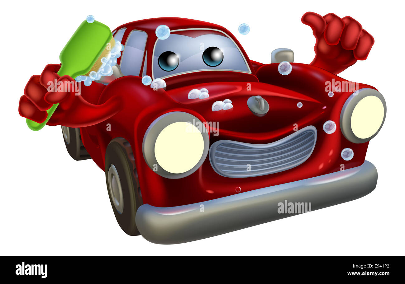Cartoon car wash mascot man with a happy face giving a thumbs up and ...