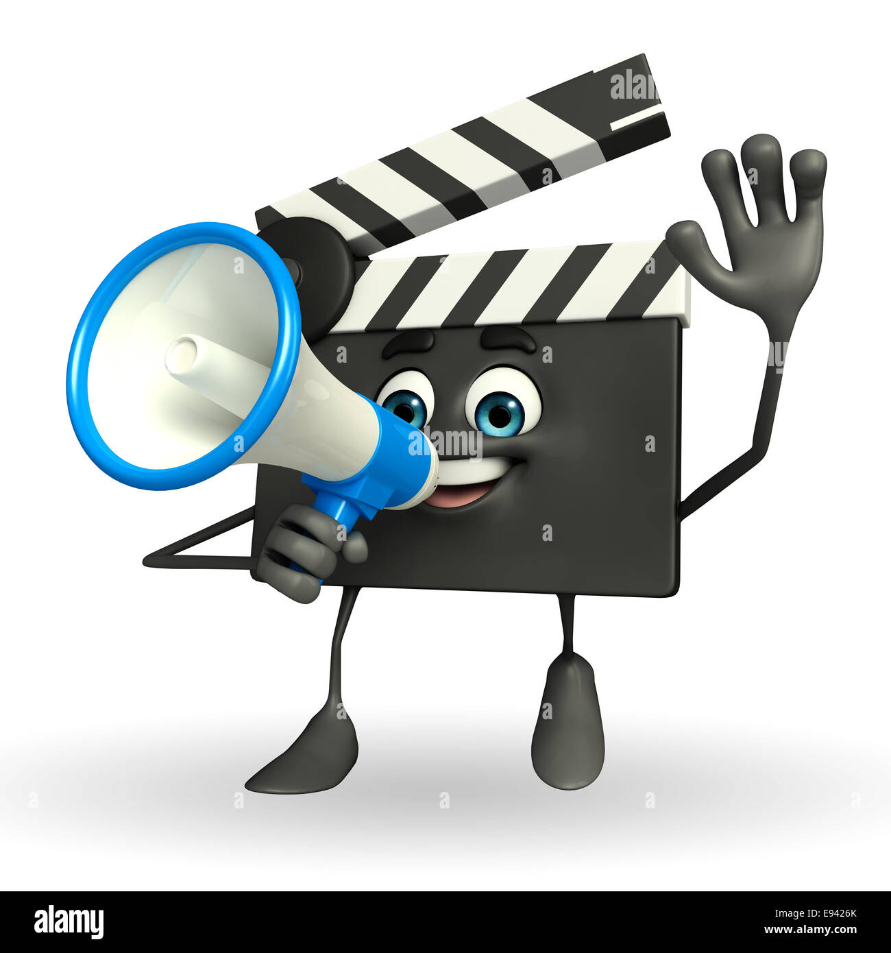 Cartoon Character of Clapper Board with loudspeaker Stock Photo - Alamy