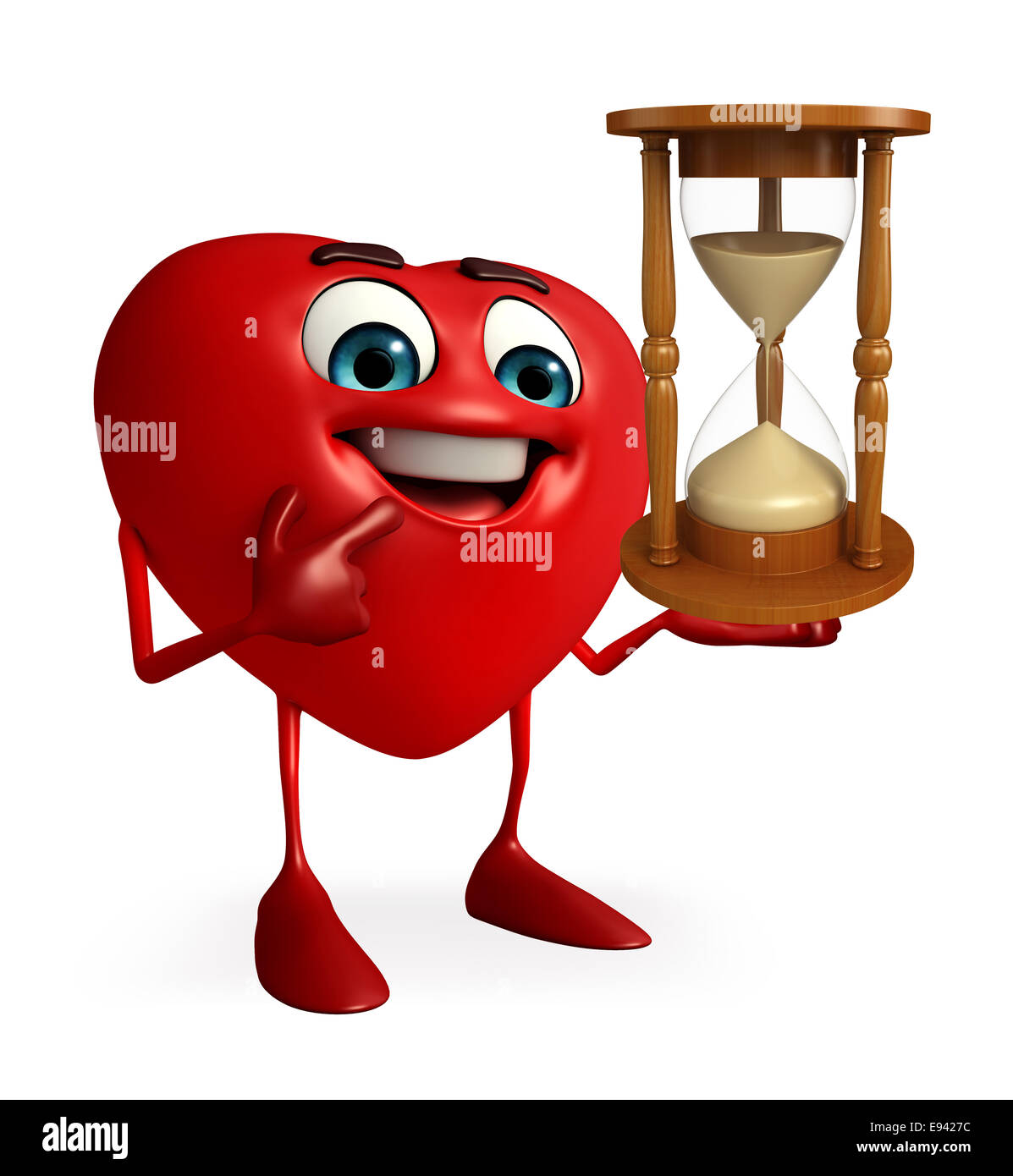 Cartoon Character of heart shape with sand clock Stock Photo - Alamy