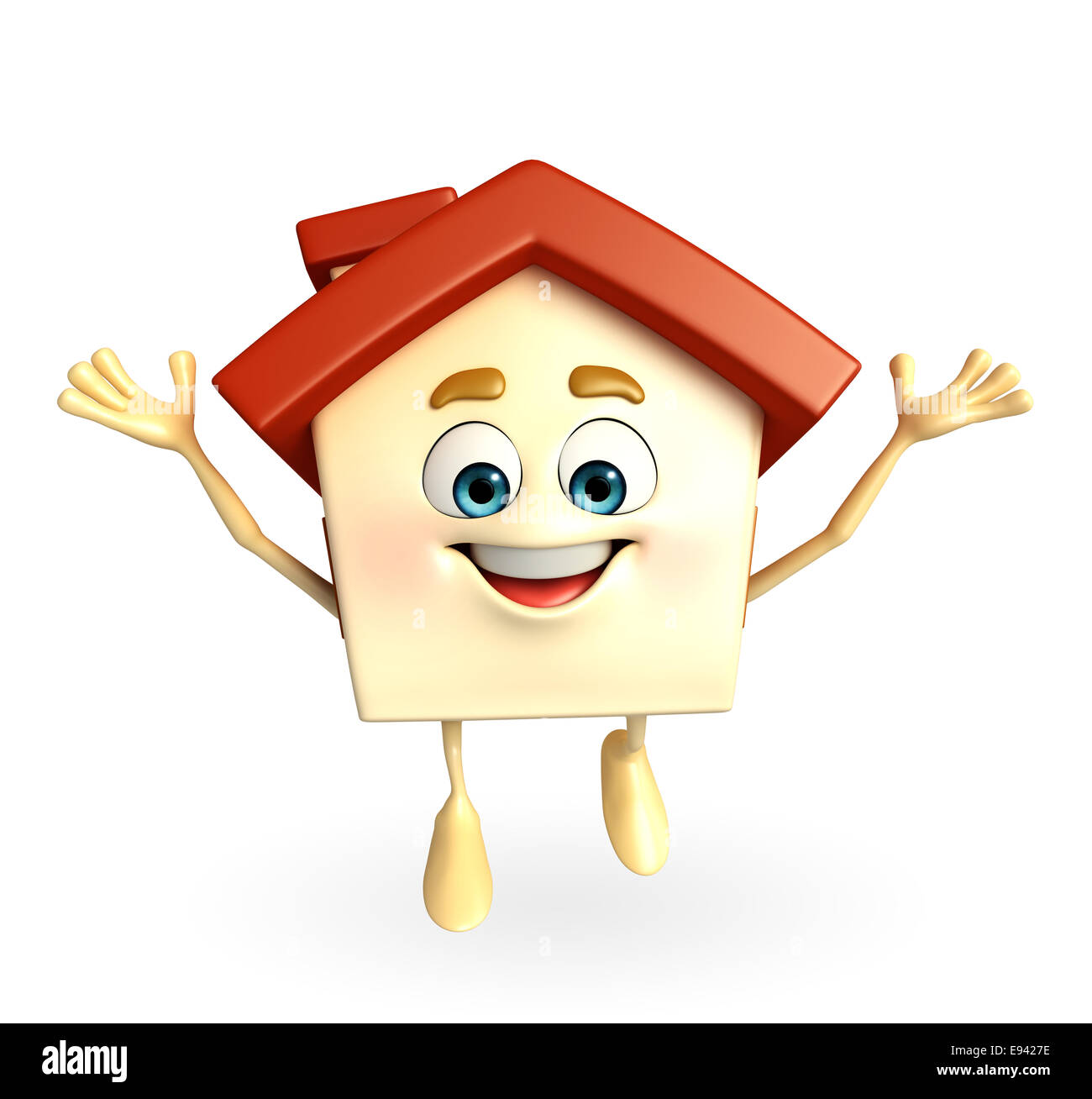 Cartoon Charcter of house with happy pose Stock Photo - Alamy