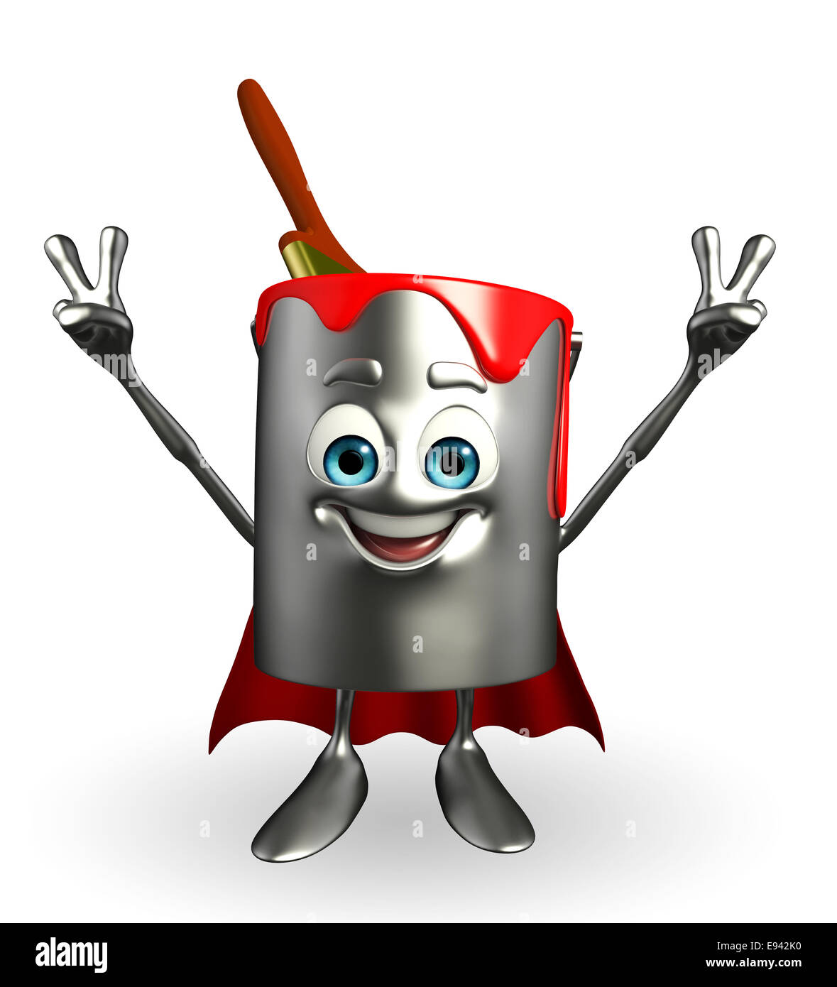 Cartoon Character of paint bucket is Victory Stock Photo - Alamy