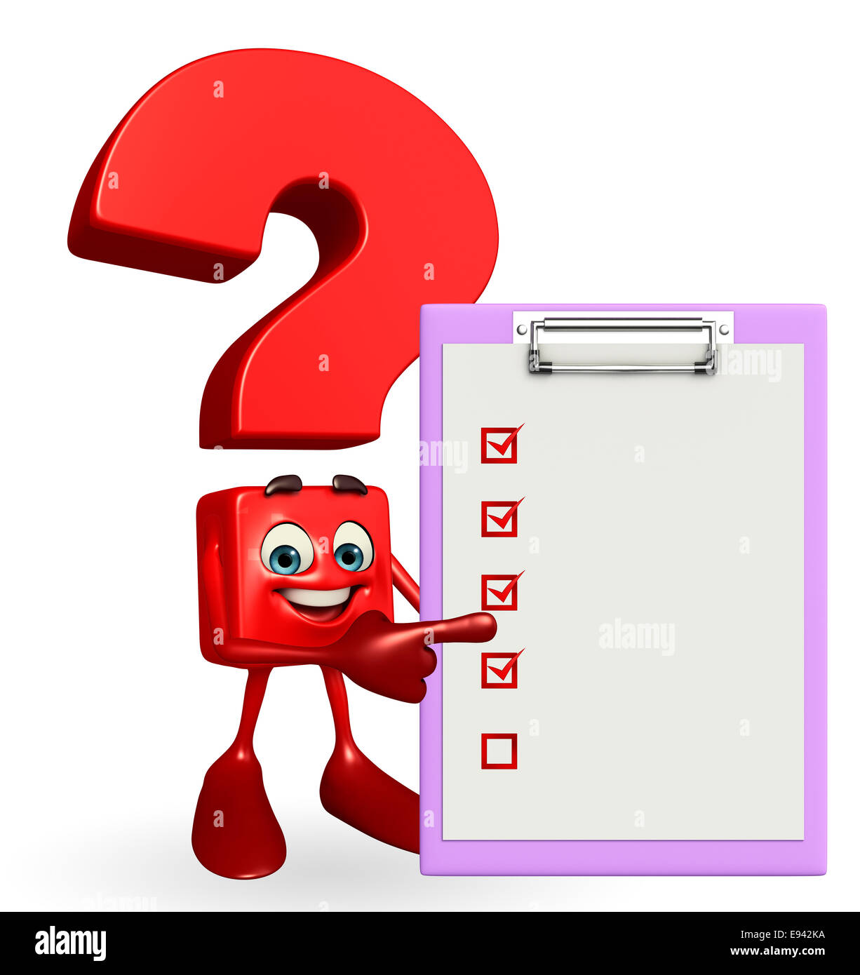 Cartoon Character of Question Mark with notepad Stock Photo - Alamy