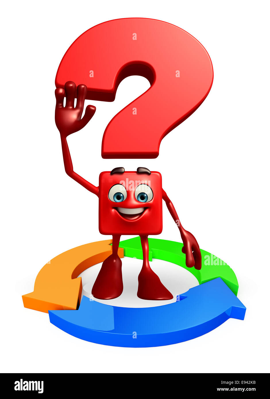 Cartoon Character of Question Mark with arrow Stock Photo - Alamy
