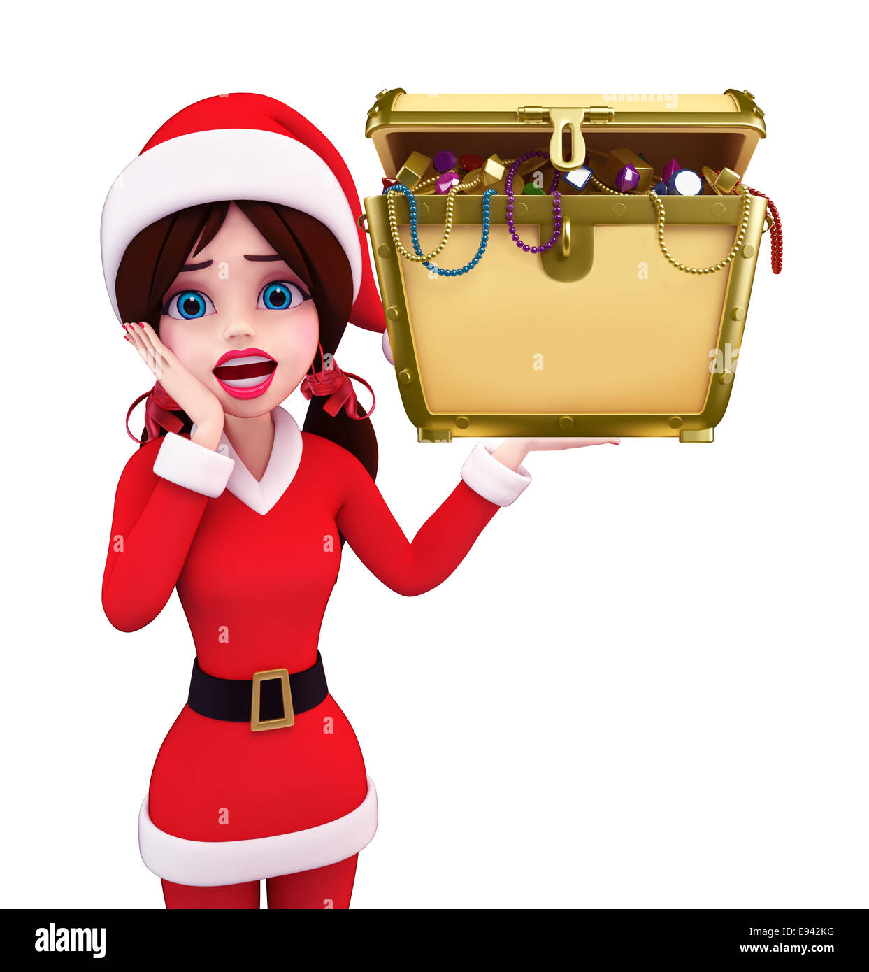Illustration of santa girl with Stock Photo - Alamy