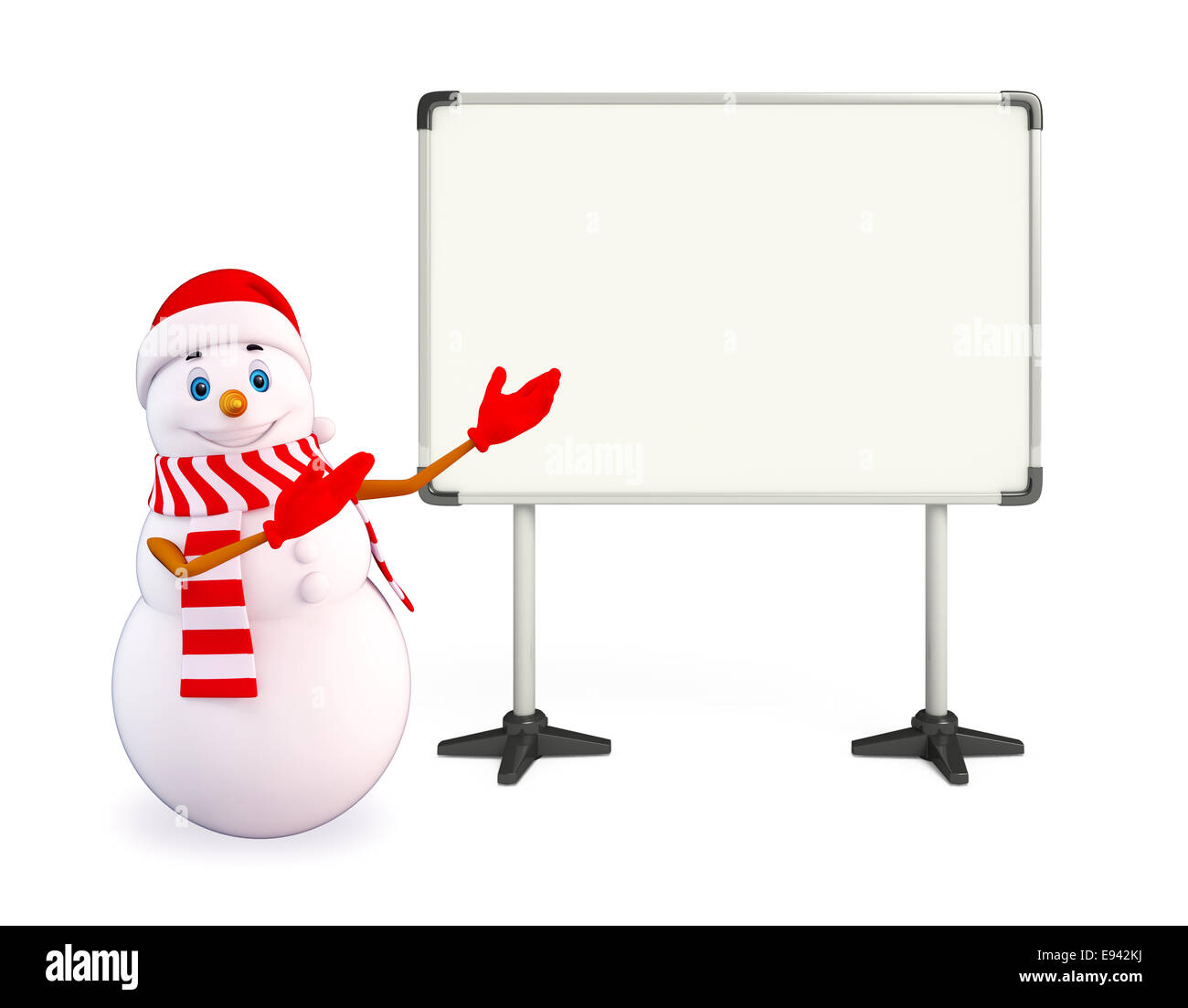 Illustration of snowman character with display board Stock Photo - Alamy